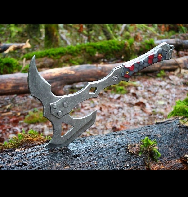 ii Havok Gen1 Mk2 custom handmade hatchet hollow grind, hammer forged riveted shaft